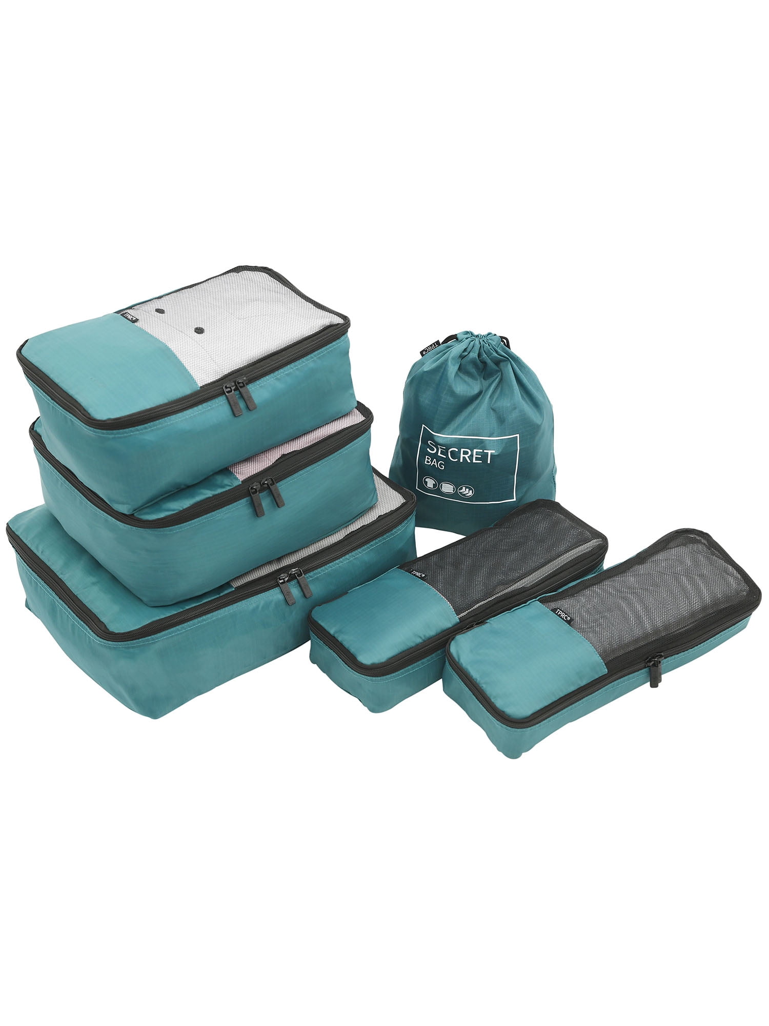 6 pc. travel packing assistants with 5 packing cubes and tote - Teal ...