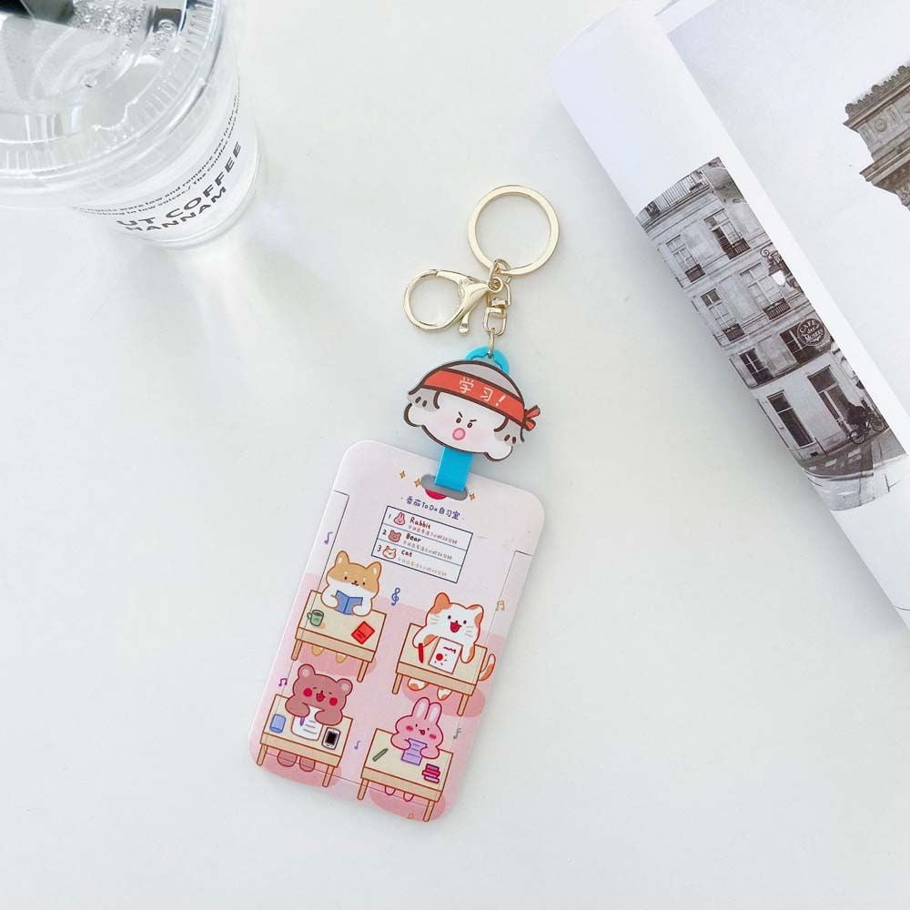 Girls Dogs Meal Card Credit ID Card Bear Rabbit Retractable Buckle Key ...