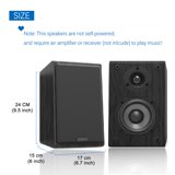 LONPOO Passive Bookshelf Speaker, 75W x 2 Classic Wooden Loudspeaker ...