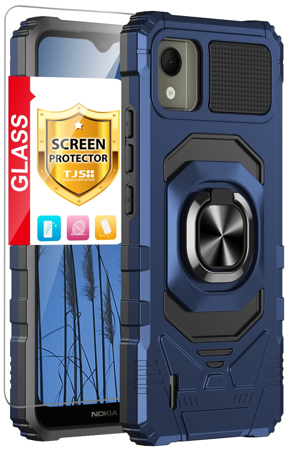 TJS for Nokia C110 Phone Case, with Tempered Glass Screen Protector ...