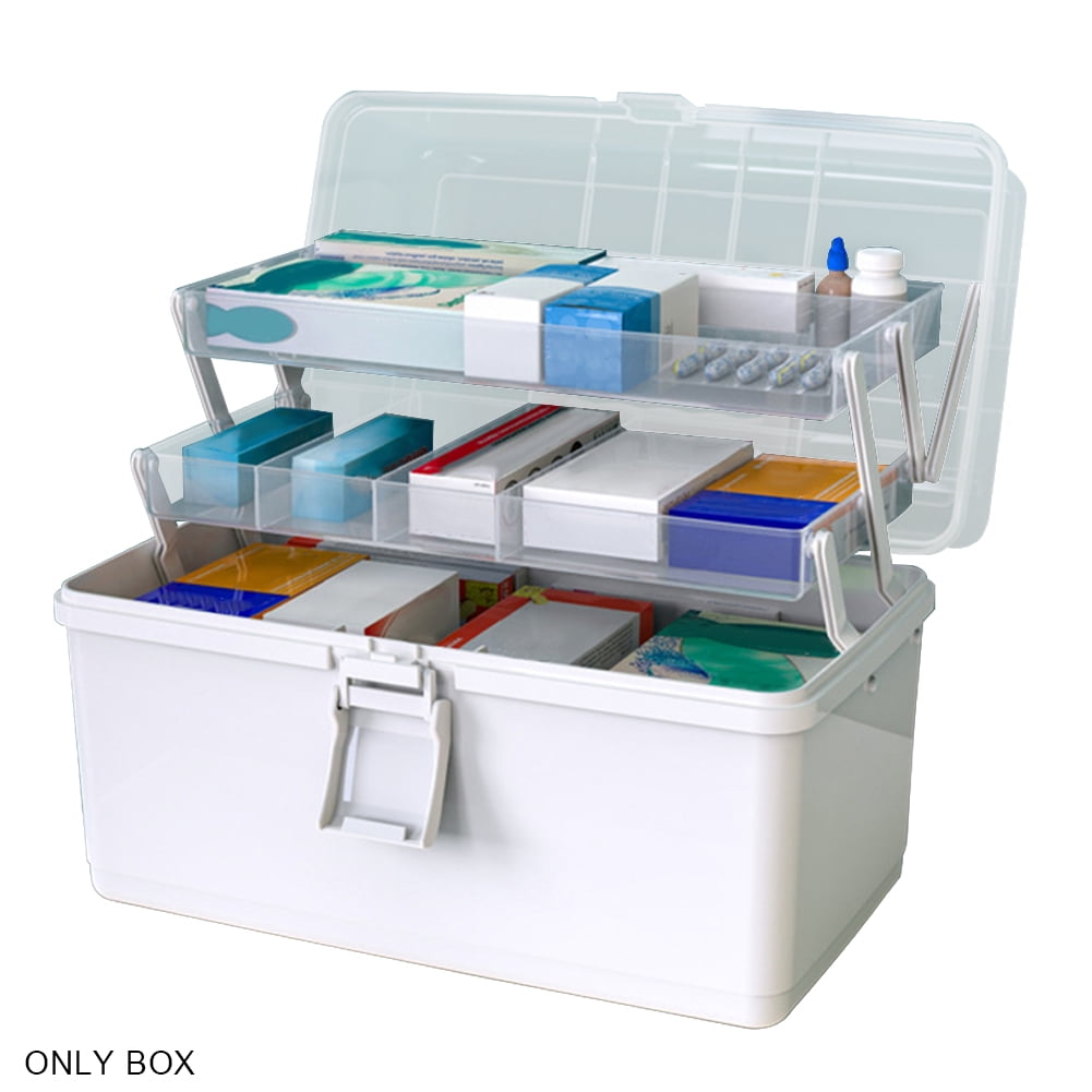 First Aid Storage Box Home Multi Layer Lockable Design With Handle Pill ...
