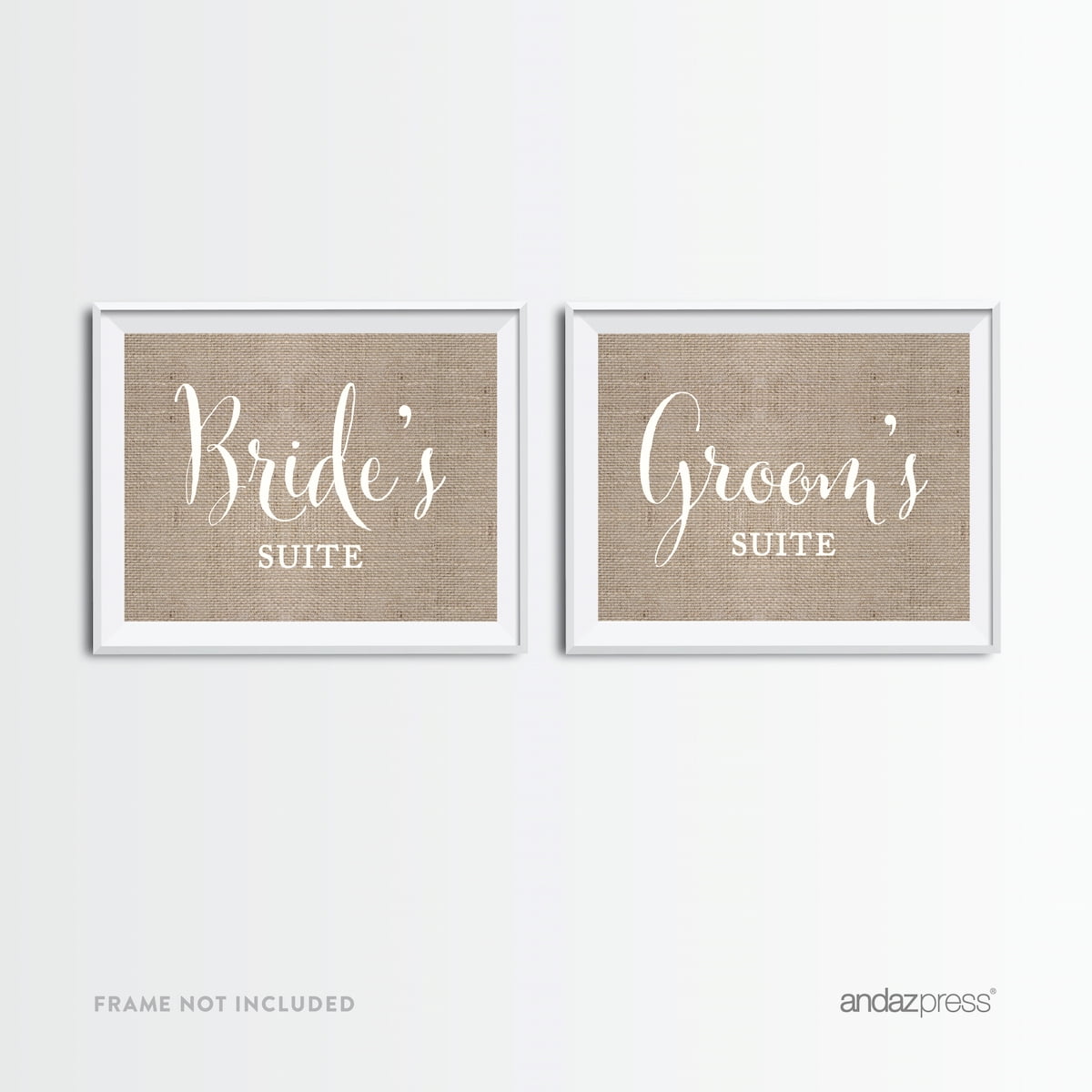 Bride & Groom's Suite Tan Burlap Wedding Party Signs, 2-Pack - Walmart.com