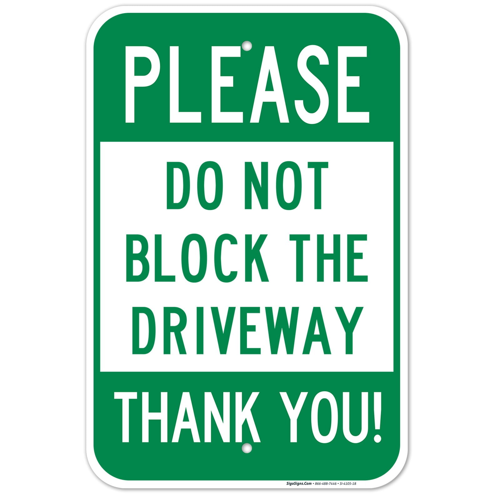 Please Do Not Block Driveway Sign, 12x18 Aluminum - Walmart.com
