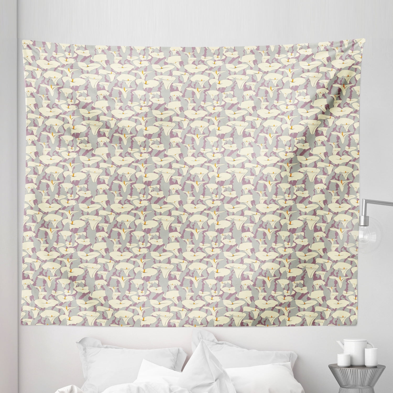 Floral Tapestry, Abstract Design of Blossoming White Calla Lily Flowers ...