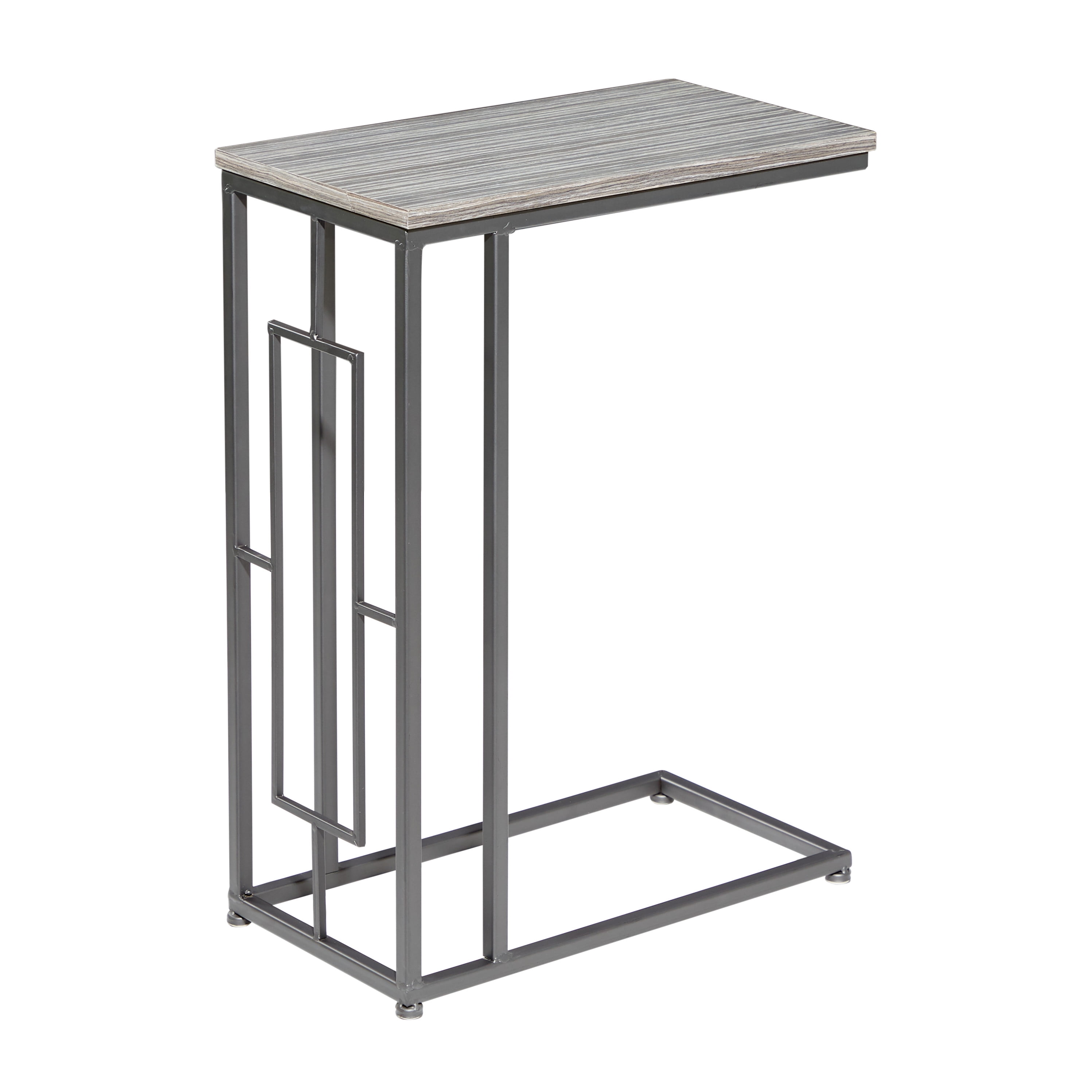 DecMode 19" x 26" Gray Metal C-Shaped Accent Table with Black Metal ...