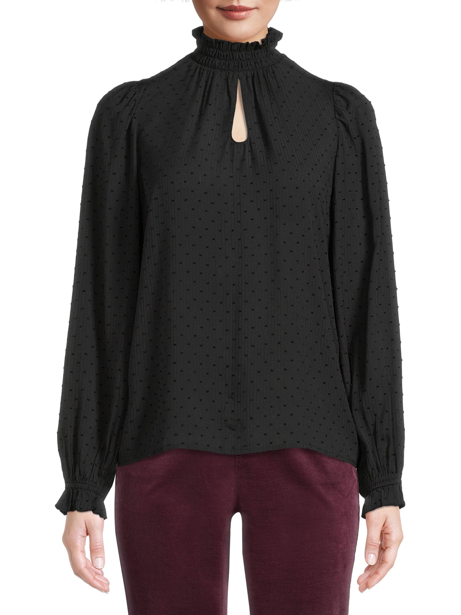 Time and Tru Women's Keyhole Blouse - Walmart.com