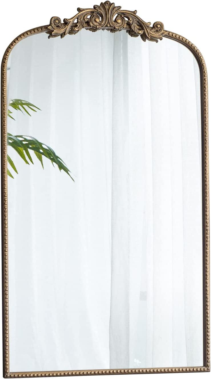 A&B Home Arched Vertical Mirror-Wall Mirror with Metal Gold Frame, 24 ...