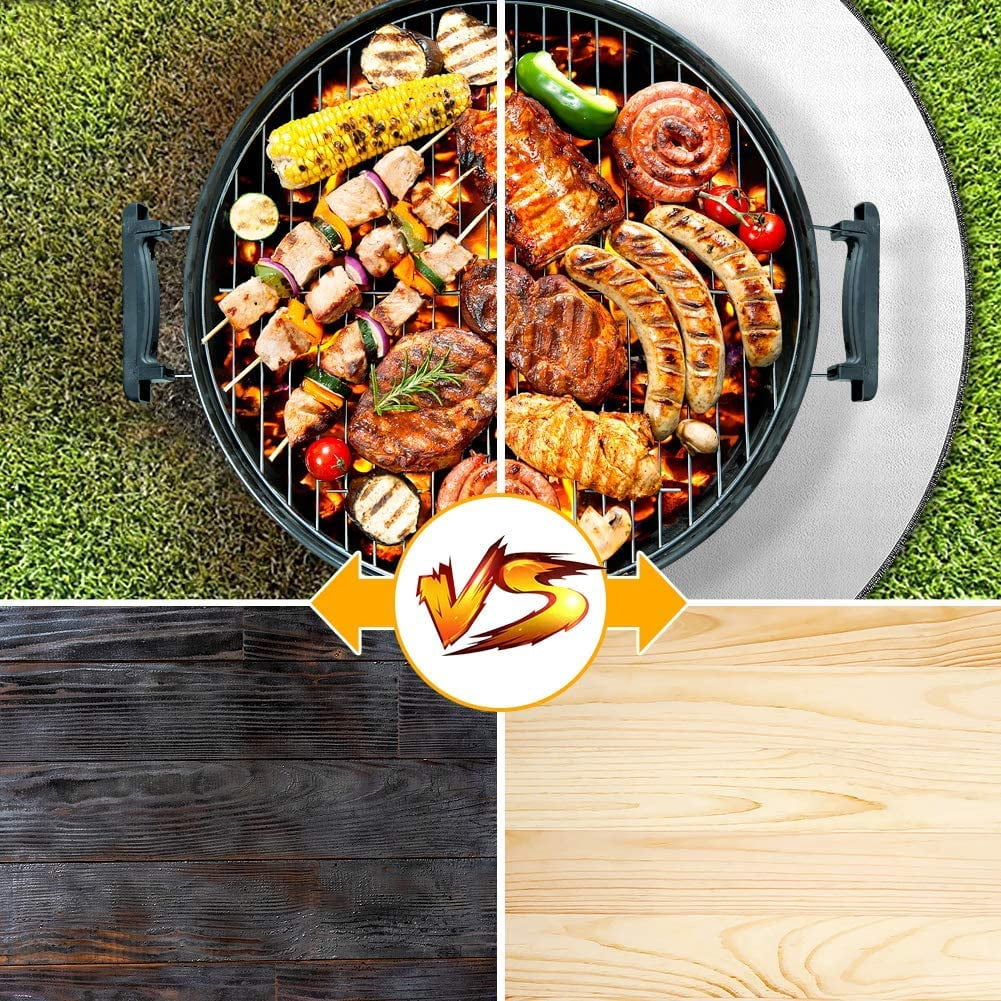 Round Fire Pit Mat Deck Protector, Bmatwk Fireproof Pad Heat Deflector ...
