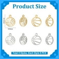 24Pcs 4 Styles Hollow Sport Ball Charms Stainless Steel Game Volleyball ...
