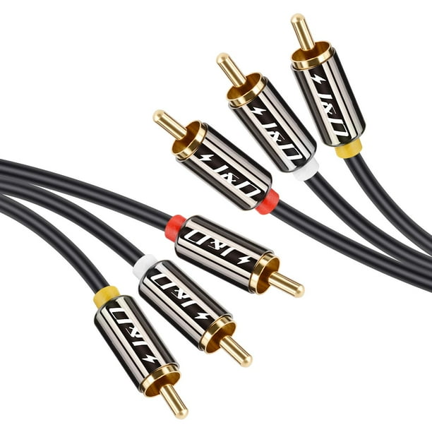 J&D Gold Plated 3 RCA Male to 3 RCA Male Stereo Audio Cable, Audio ...
