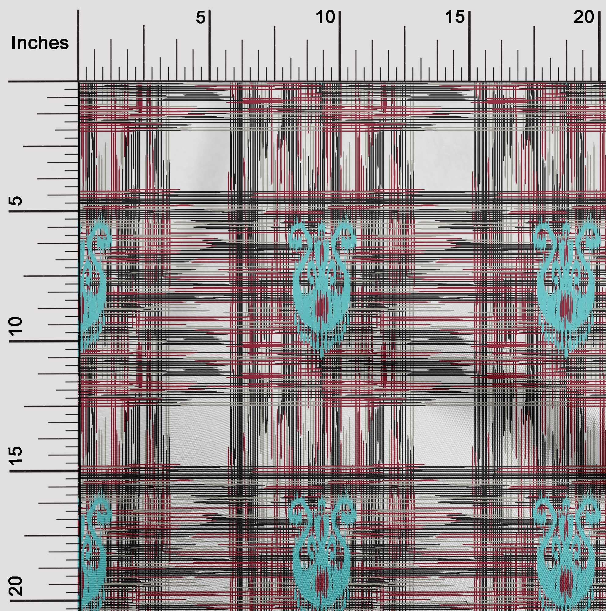 oneOone Cotton Silk Fabric Swirl & Check Ikat Print Fabric By The Yard ...