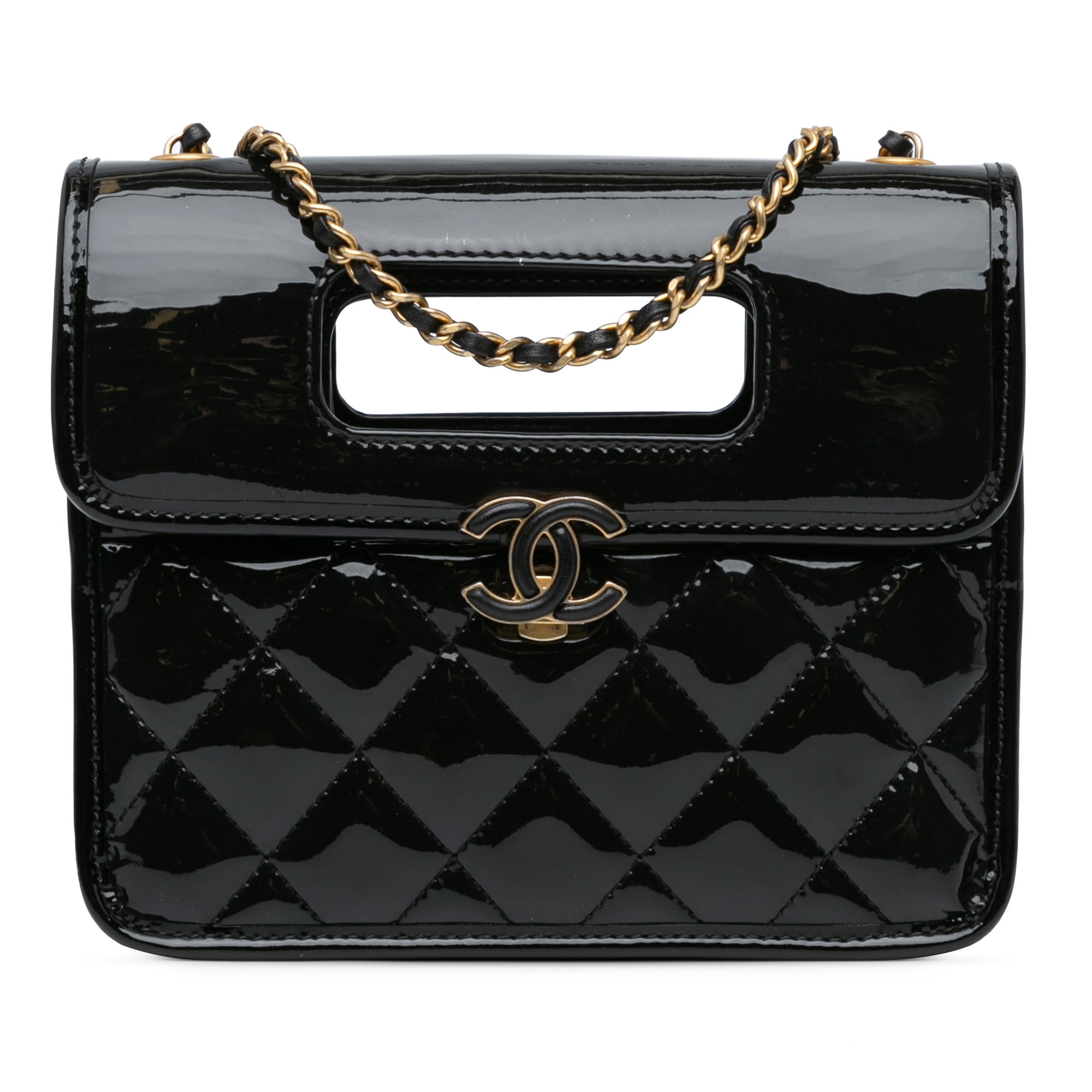 Pre-Owned Authenticated Chanel Satchel Patent Leather Black Women (Good ...