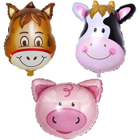Farm Animal Balloons Pig Cow Horse Donkey Shaped Foil Mylar Balloon for ...