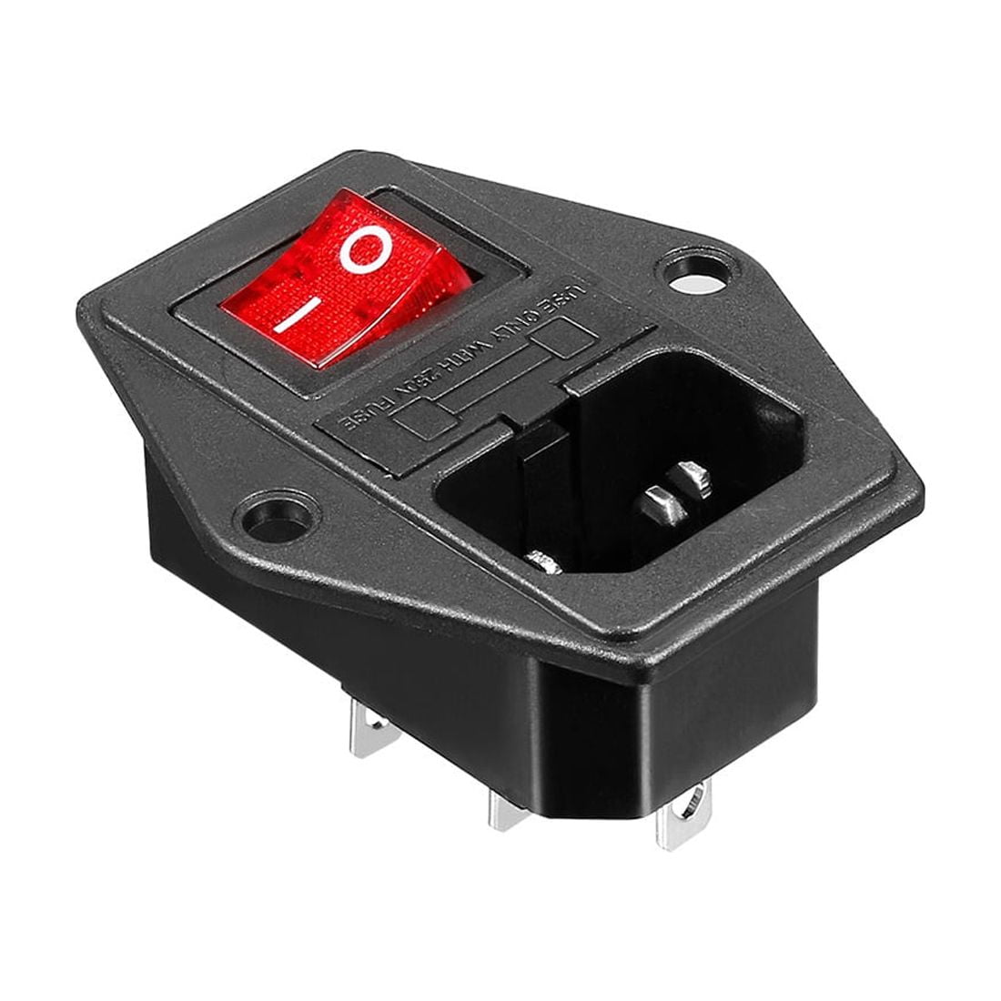 Unique Bargains IEC320 C14 Inlet Module Plug Connector Fuse Switch Male ...