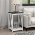 Farmhouse Square Side Table with Slat Design Decorative Side Table ...