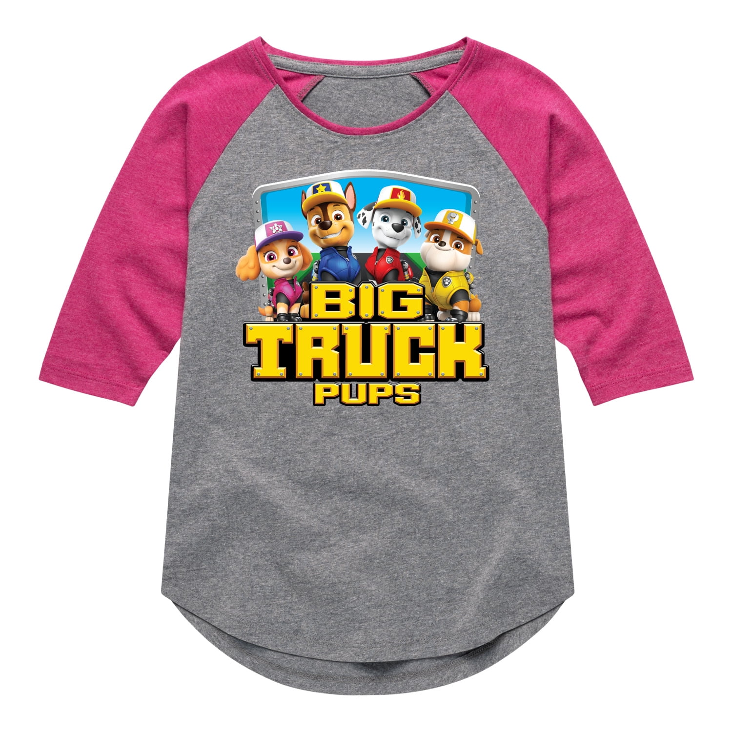 Paw Patrol - Big Truck Pups - Toddler And Youth Girls Raglan Graphic T ...