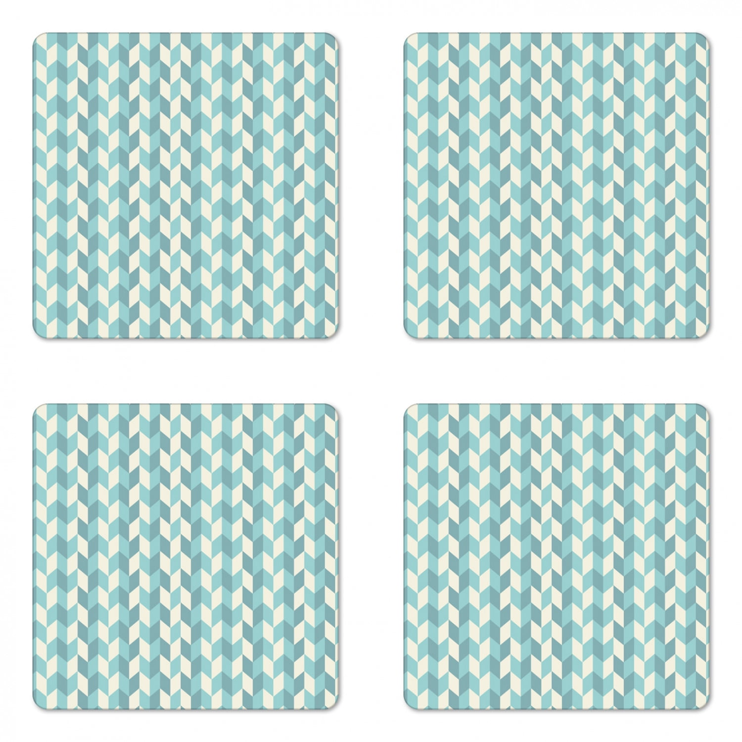 Geometric Coaster Set of 4, Contrast Effect Zigzags in Pastel Colors ...