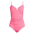 Time and Tru Women's and Women's Plus V Wire One Piece Swimsuit, Sizes ...
