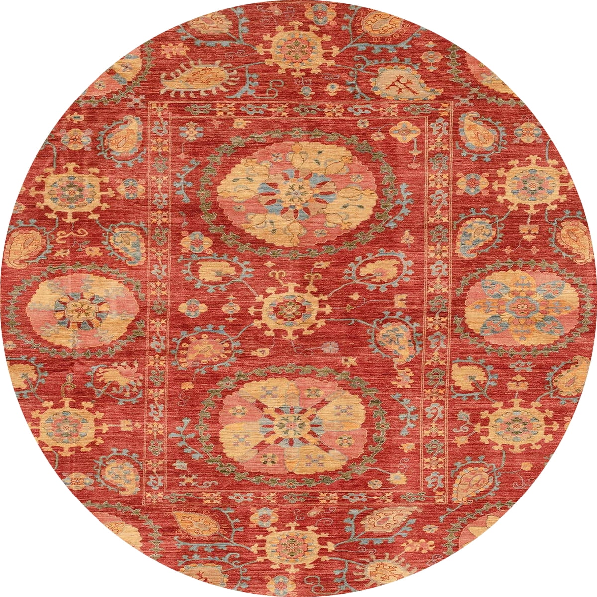 Ahgly Company Indoor Round Abstract Neon Red Abstract Area Rugs, 8 ...