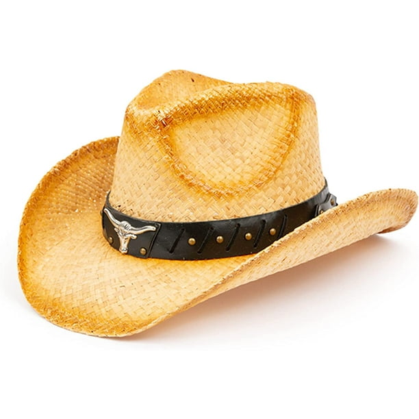 TOVOSO Straw Cowboy Hat for Women and Men with Shape-It Brim, Western ...
