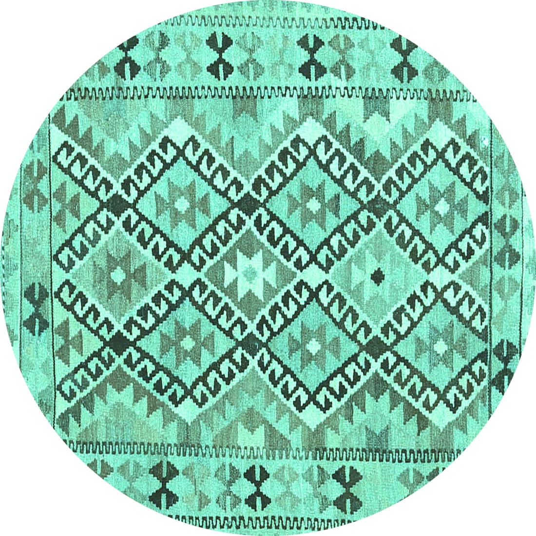 Ahgly Company Indoor Round Southwestern Turquoise Blue Country Area ...
