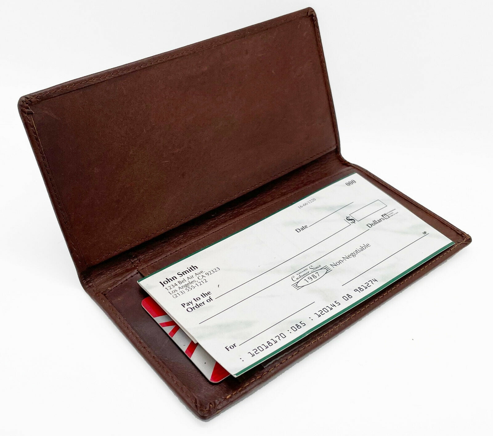 Hunter Brown Vintage Genuine Leather Standard Checkbook Cover Long ...