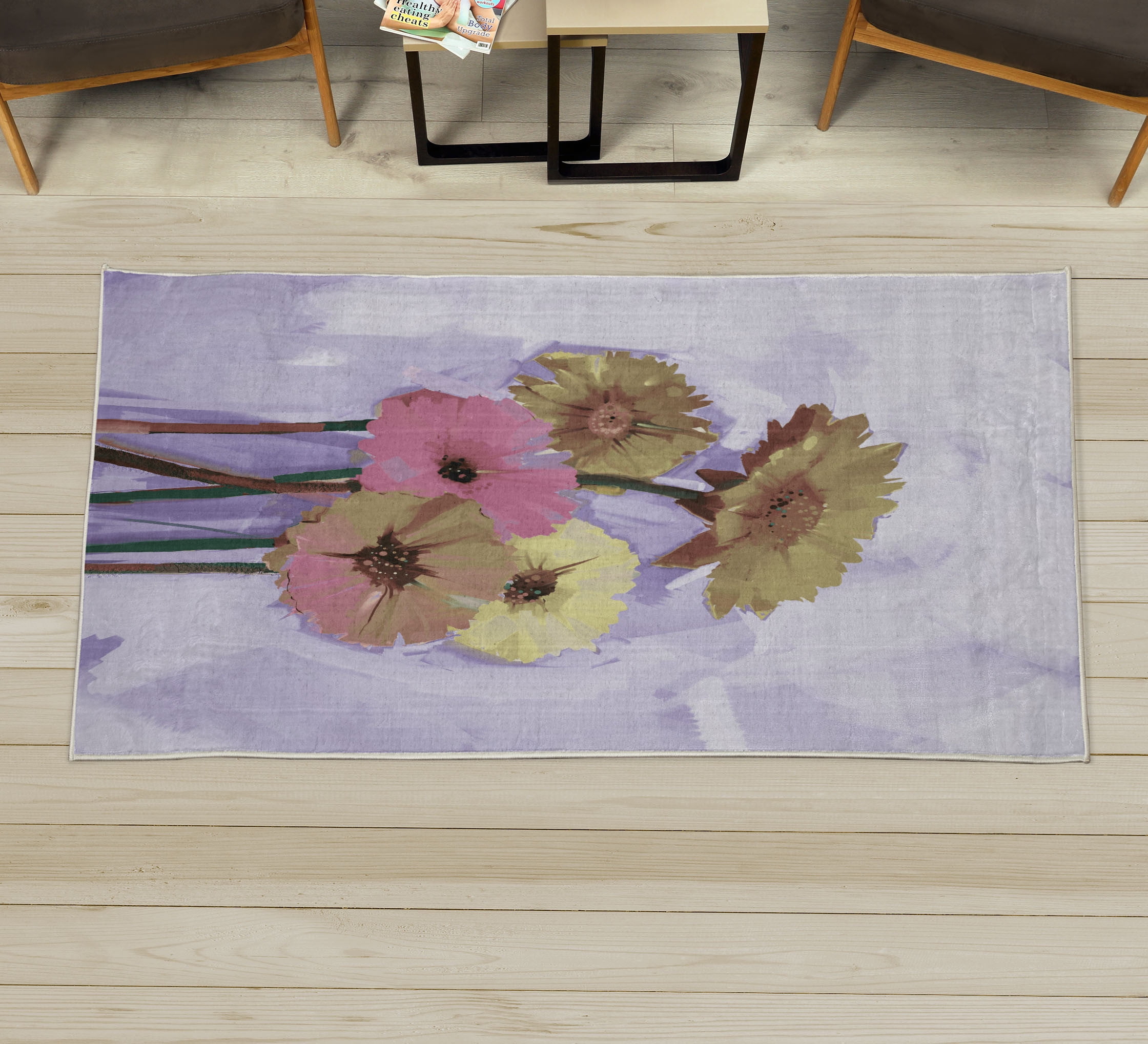 Gerber Daisy Decorative Rug, Posy of Spring Flowers Oil Painting ...