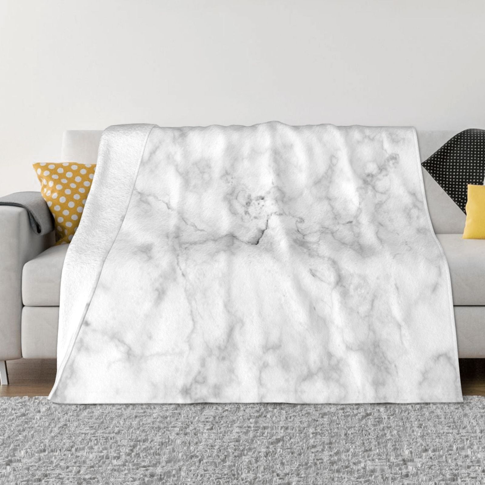 XMXT Throw Blanket, White Marble Print Machine Washable Blankets for ...