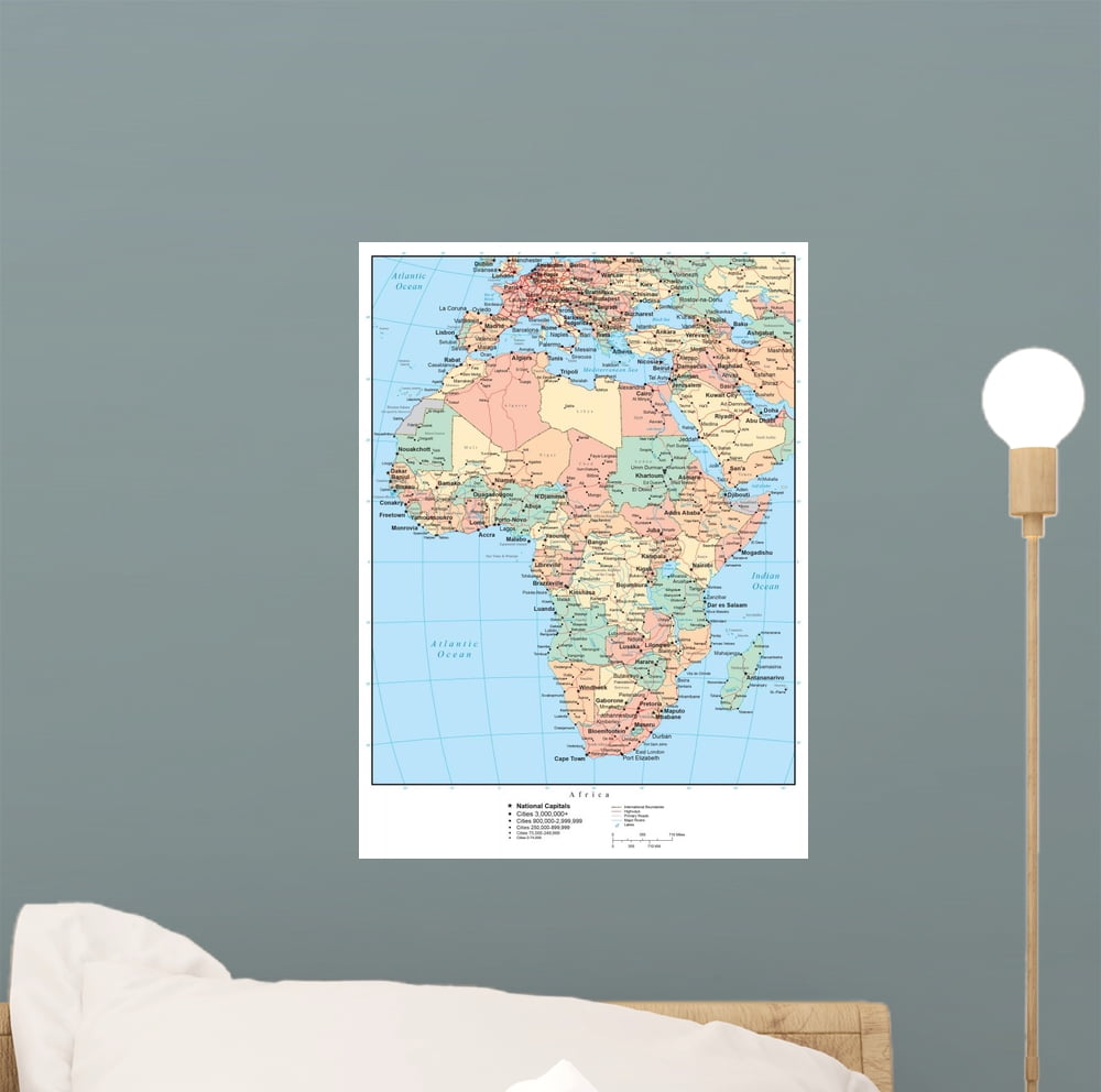 Africa Political Educational Map Wall Mural by Wallmonkeys Peel and ...