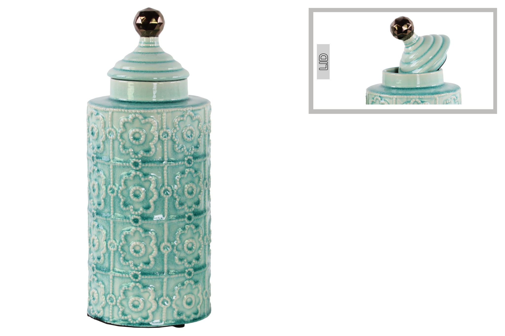 Urban Trends Collection: Ceramic Canister Gloss Finish Blue - Walmart.com