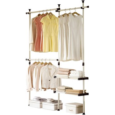 Tribesigns Double Rod Closet Organizer, 3-Tier Metal Shelf Wardrobe ...
