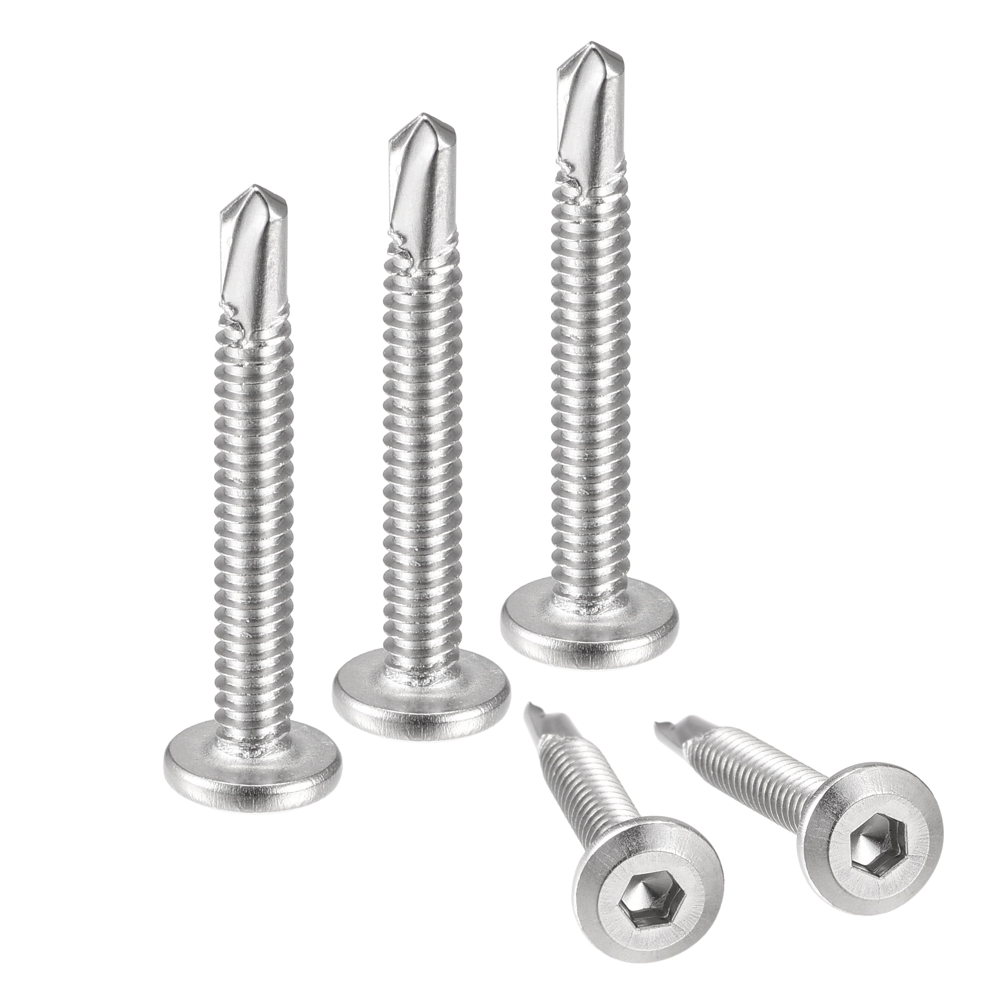 Uxcell #10 x 1-1/2" 410 Stainless Steel Flat Head Hex Socket Self ...