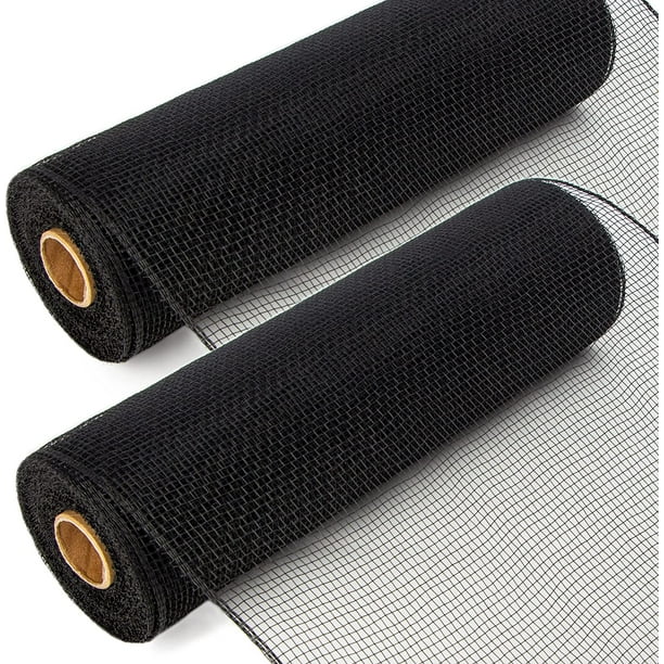 2 Rolls Black Mesh Ribbon,10 inch x 30 feet(10Yard) Per Roll, Mesh ...