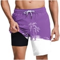 Ceisia Men's Quick Dry Swim Trunks with Compression Liner and Palm ...
