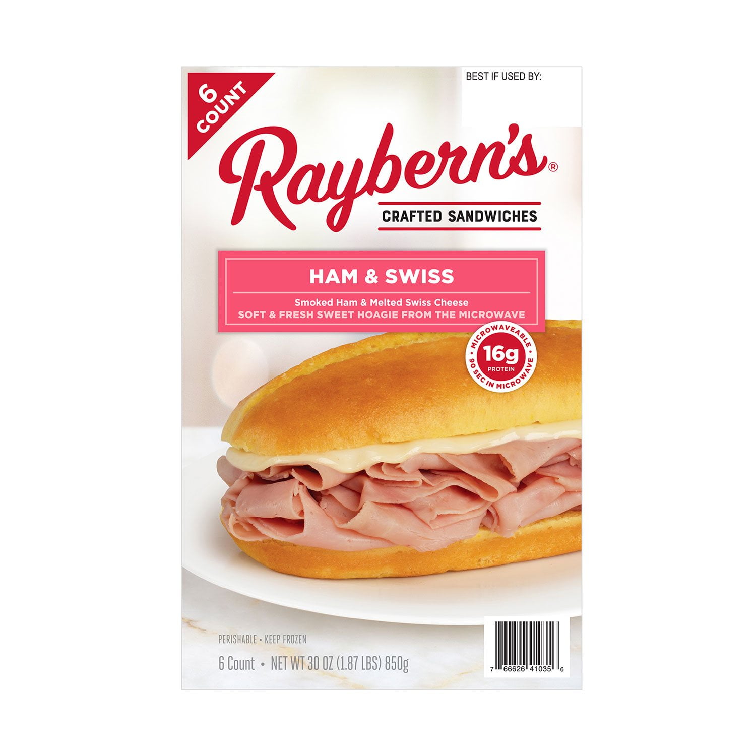 Raybern's Ham and Swiss Sub Sandwich, Frozen, 6 ct. - Samsclub.com