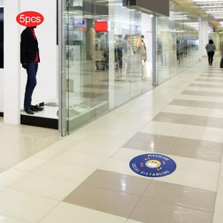 Gupbes Social Distancing Floor Sign,5 Pack 12" Large Size Round Anti ...
