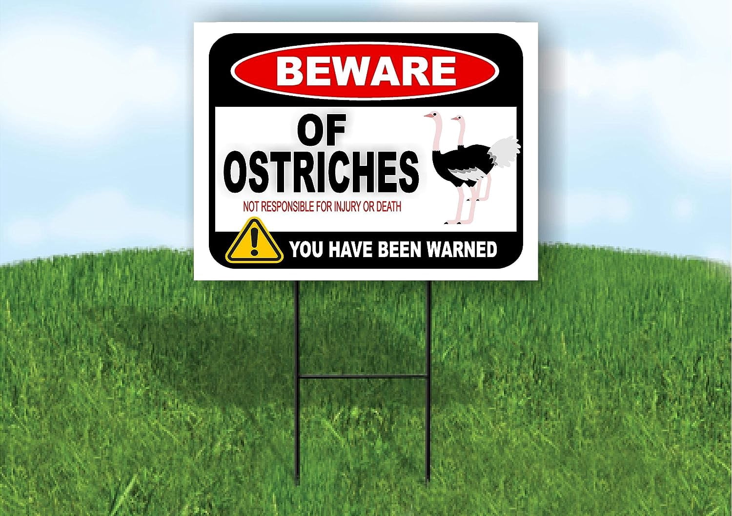 Work House Signs Single Sided Sign Beware of Ostriches NOT Responsible ...