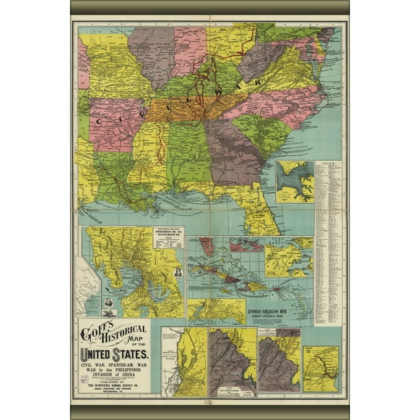 24"x36" Gallery Poster, historical war map of the United States 1907 ...