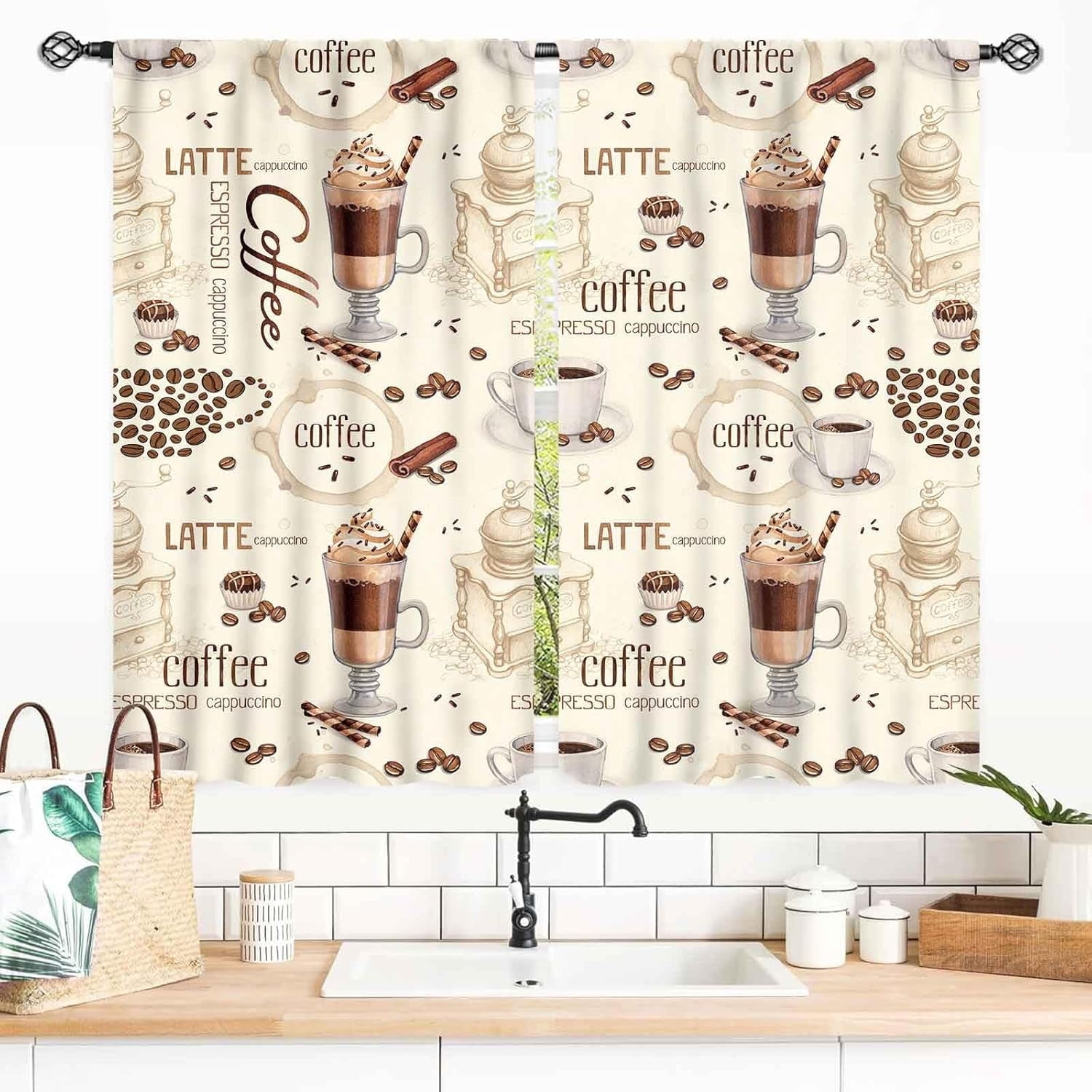 Click here for Sglogq Coffee Kitchen Curtains  Rustic Vintage Cof... prices