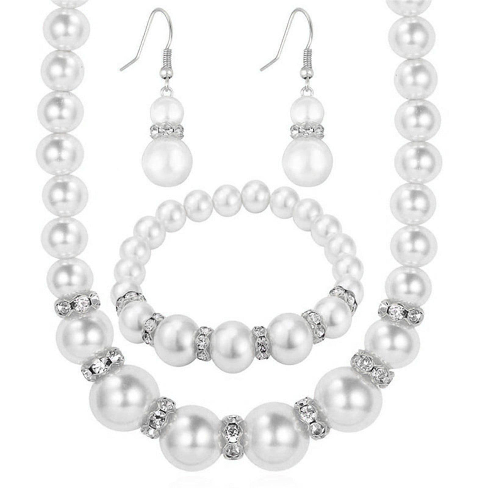 Click here for Yangzheee Silver Pearl Rhinestone Set Natural Fres... prices