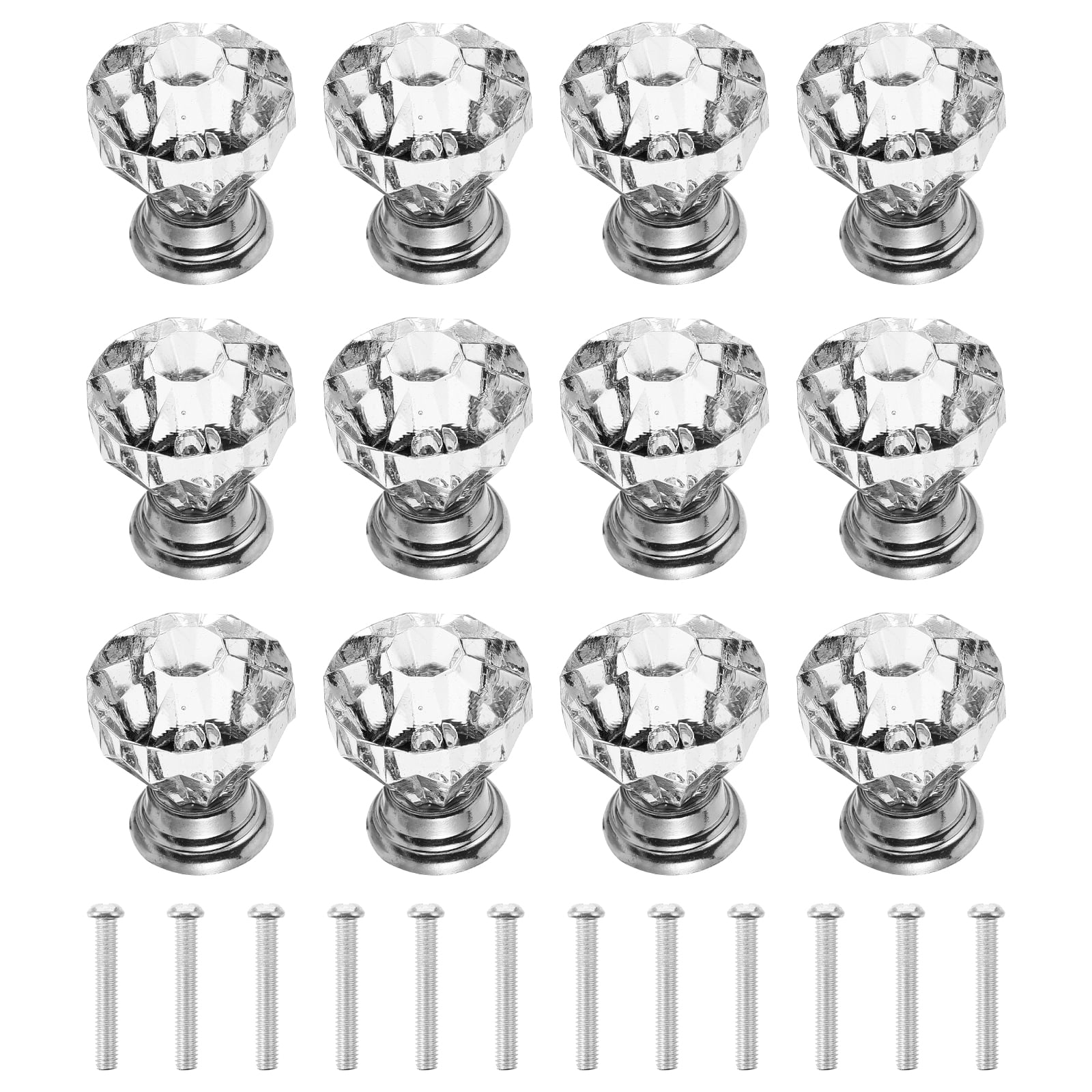 12 Pcs Crystal Knobs Glass Crystal Drawer Knobs Cabinet Handle Home ...