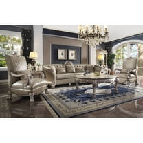 Homey Design Traditional 3-Piece Carved Wood Sofa Set, Metallic Silver ...