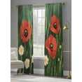 Spring Red Flower Sheer Curtains for Living Room Bedroom, Vintage ...