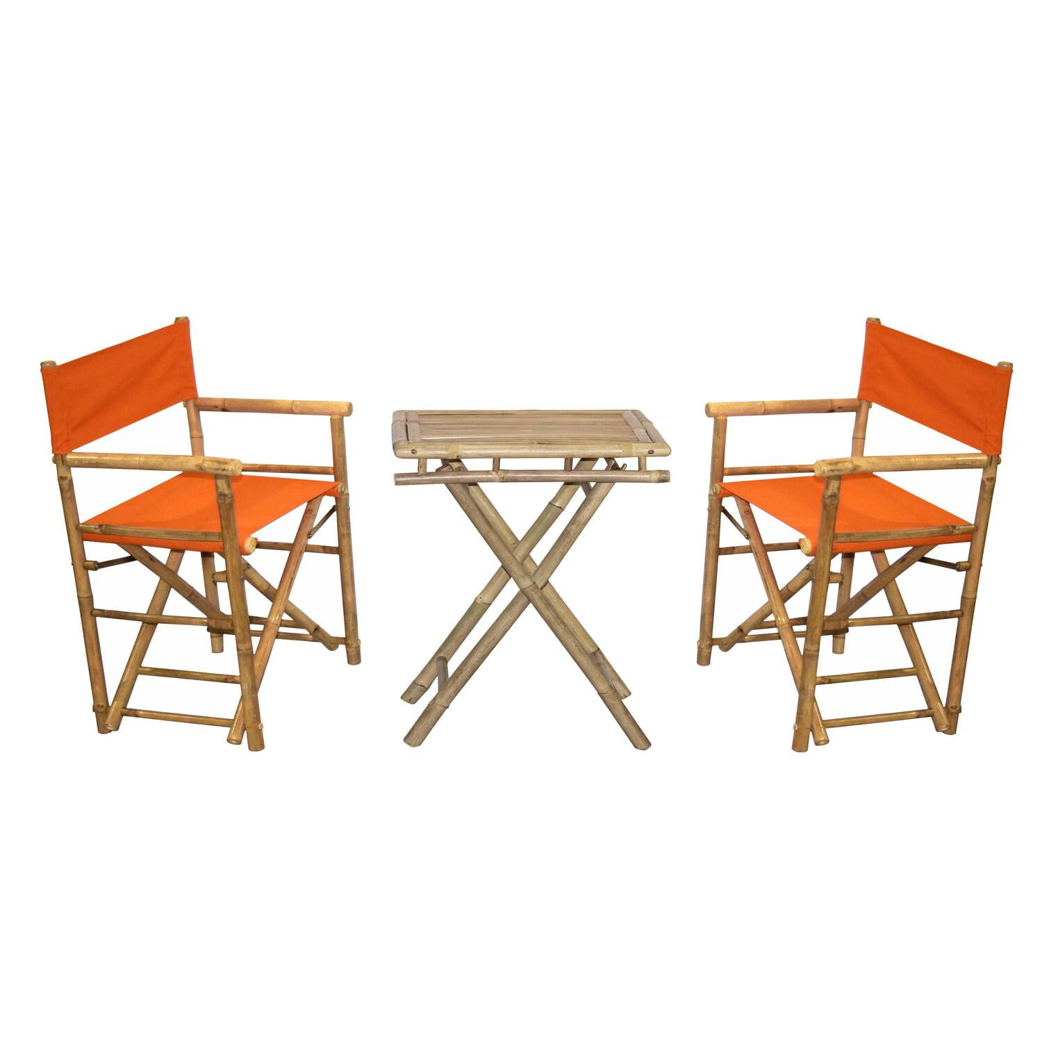 2 Director's Chair And Small Table Set-Color:Orange - Walmart.com