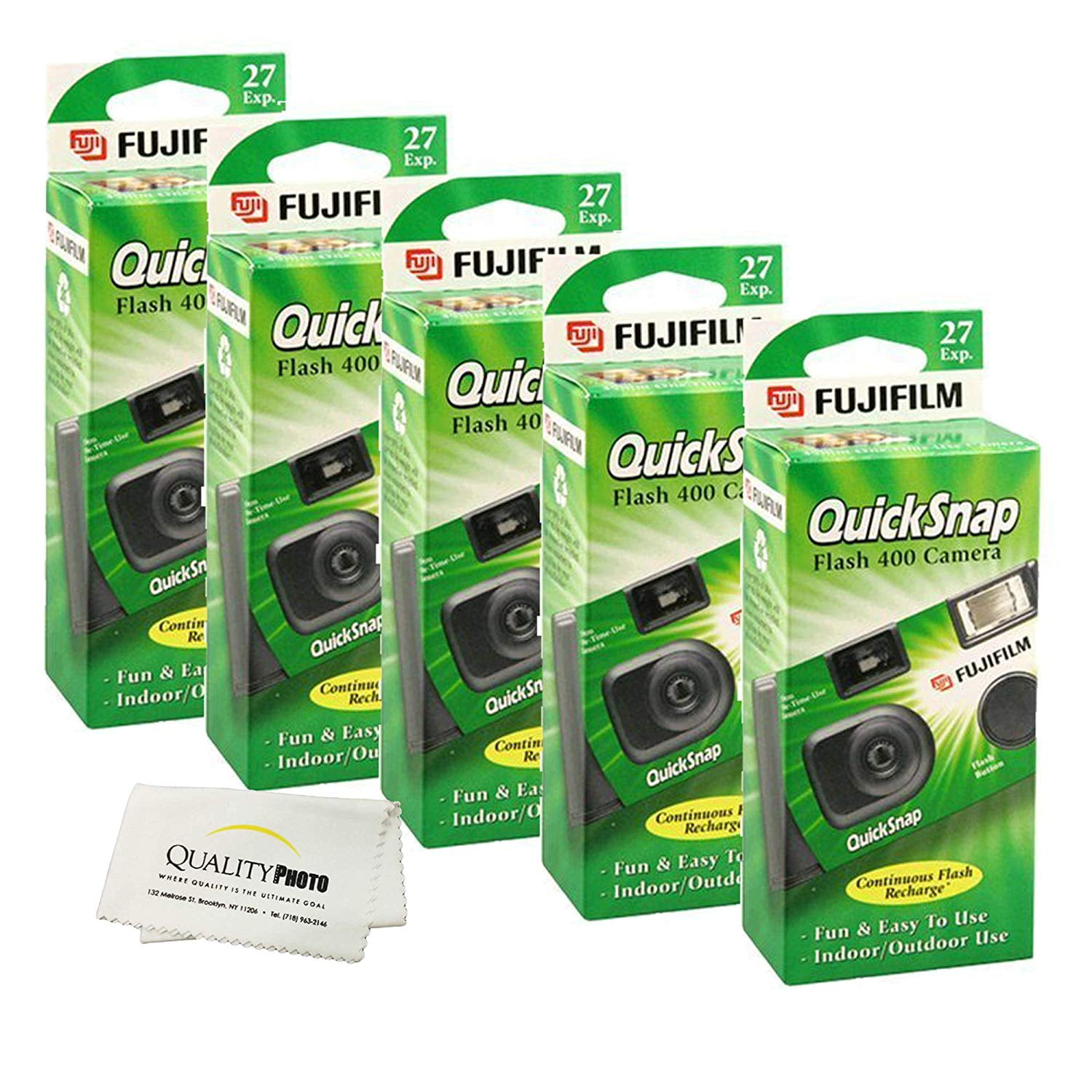 Fujifilm QuickSnap Flash 400 Disposable 35mm Camera (5 Pack)+ Quality ...