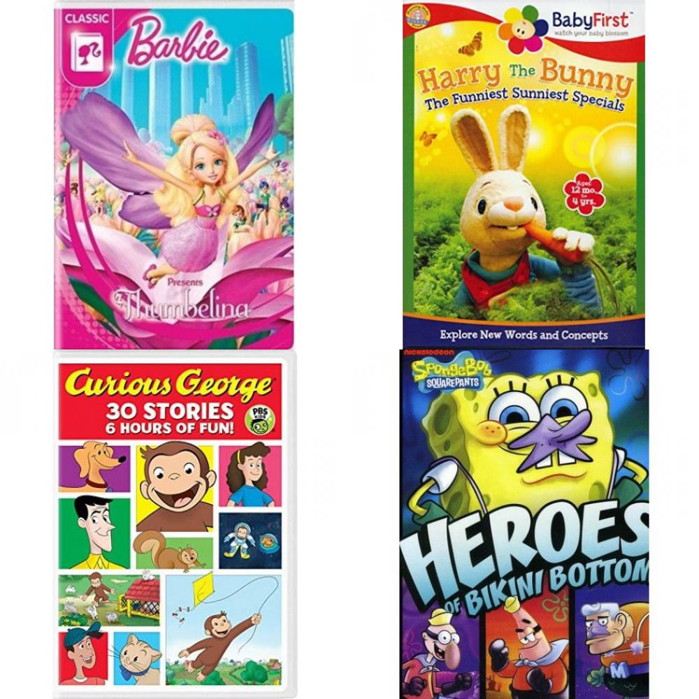 Children's 4 Pack DVD Bundle: Barbie Presents Thumbelina, Harry The ...
