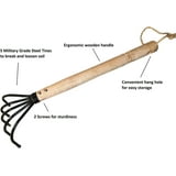 Garden Guru Hand Rake Claws, Soil Tiller with 5 Steel Tines and Wooden ...