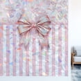 Coastal Pink Bowknot Window Privacy Film, Rustic Pink Floral Stripes ...