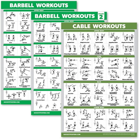 Palace Learning 3 Pack - Barbell Workout Posters Volume 1 & 2 + Cable ...