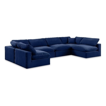 Meridian Furniture Comfy Navy Velvet 6-Pc. Modular Sectional - Walmart.com